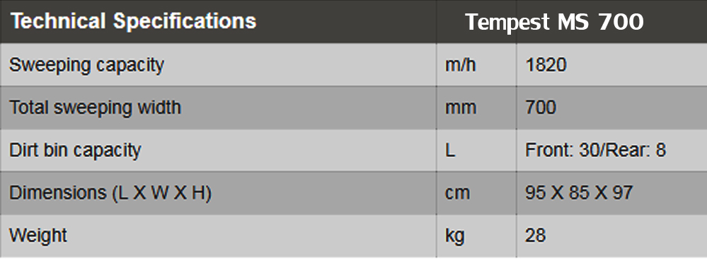 เคลนโก้ - รถกวาดถนน KLENCO SWEEPER TEMPEST MS700(No.1201)